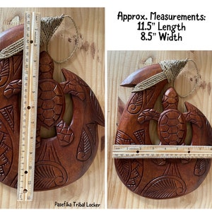 Amazingly Detailed Solid Sea Hibiscus Wood- Hand-carved Makau With Honu ...