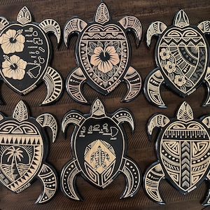 Hand Carved Sea Turtle Plaque – Polynesian Hibiscus Wood Wall Art - Etsy