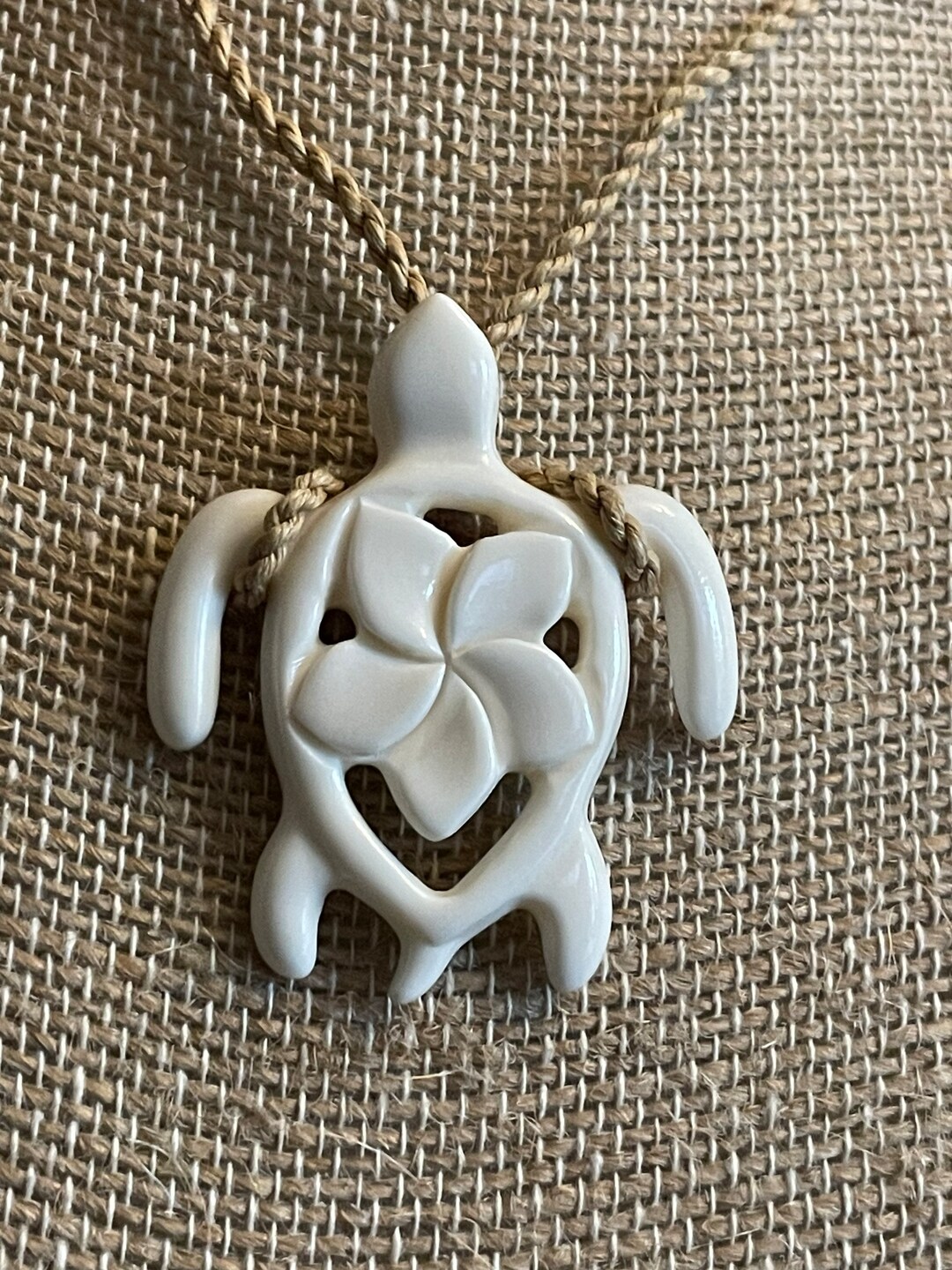 Hand Carved Bone Sea Turtle Necklace - Polynesian Plumeria Pendant - Etsy