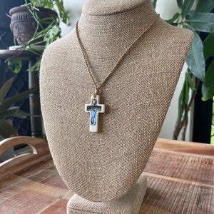 Christian Bone and Abalone Shell Cross Adjustable Necklace Polynesian ...