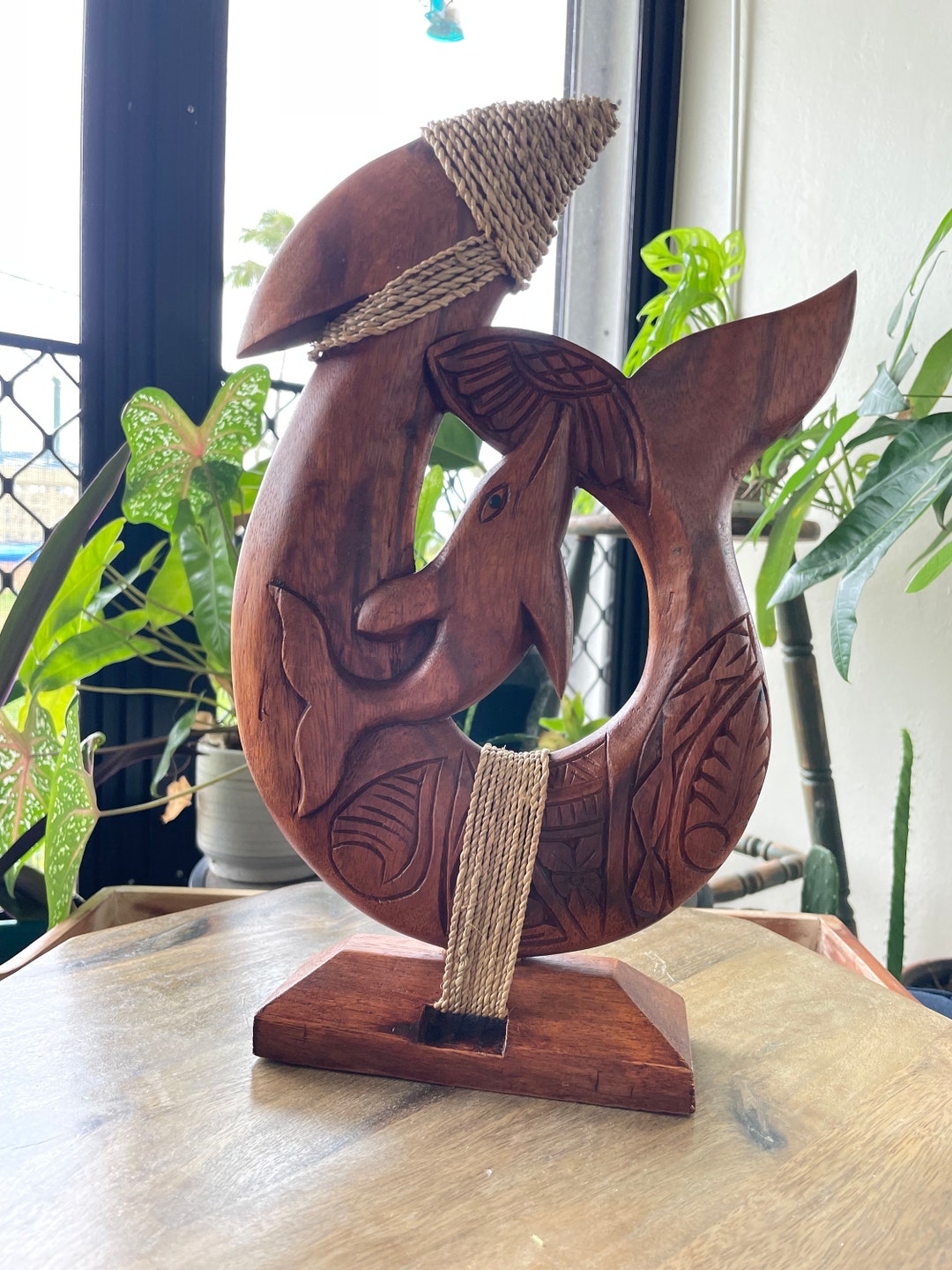 Gorgeous! Detailed Solid Sea Hibiscus Wood- Hand-carved Makau Fish Hook ...