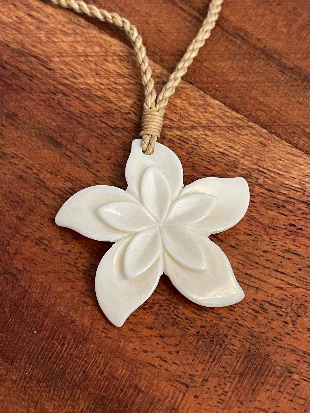 Hand Carved Bone Plumeria Necklace: Polynesian Boho Jewelry - Etsy