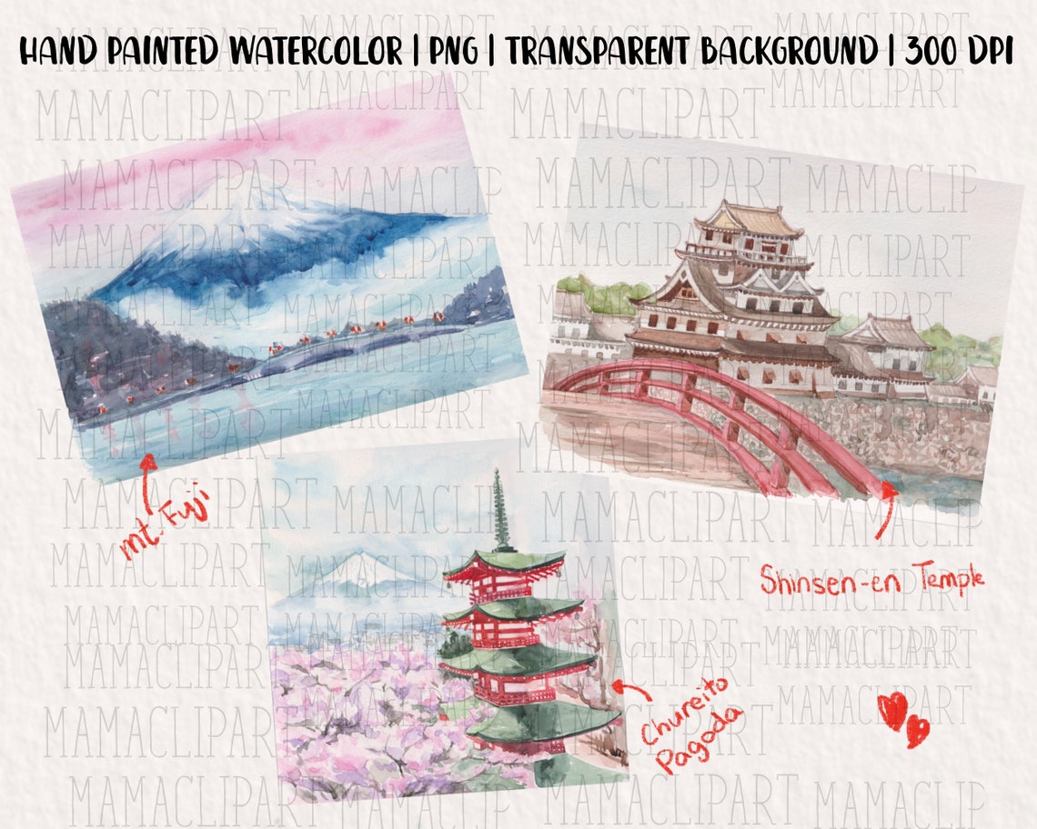 Japan Watercolor Clipart COMMERCIAL | 41 Japanese Clip Art Website ...