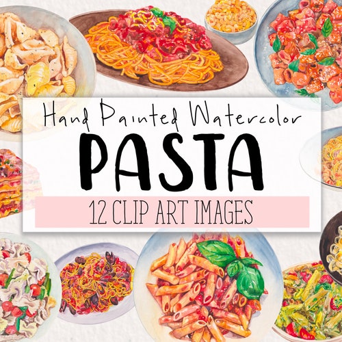 Pasta Watercolor Hand-painted Clipart COMMERCIAL 12 Pasta - Etsy