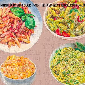 Pasta Watercolor Hand-painted Clipart COMMERCIAL | 12 Pasta Clip Art ...