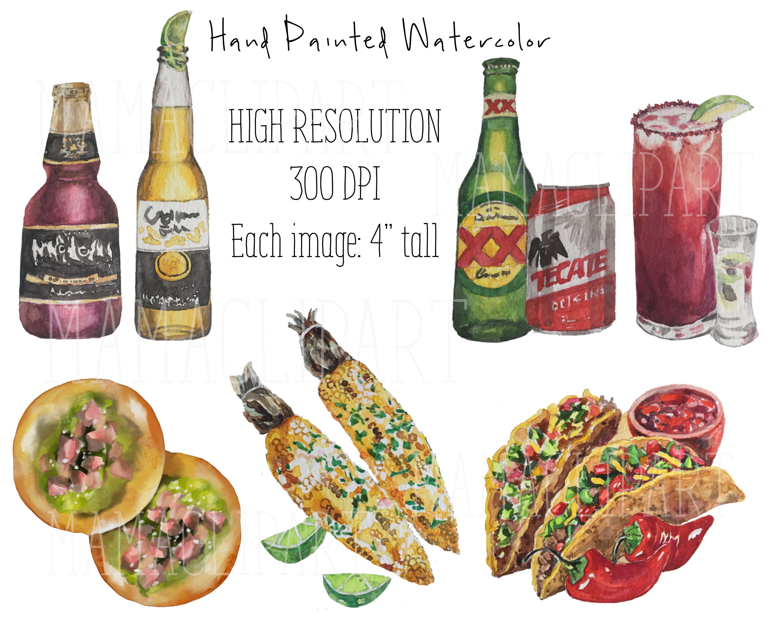 Mexico Clipart COMMERCIAL - 20 Watercolor Mexico Clip Art - Mexican ...
