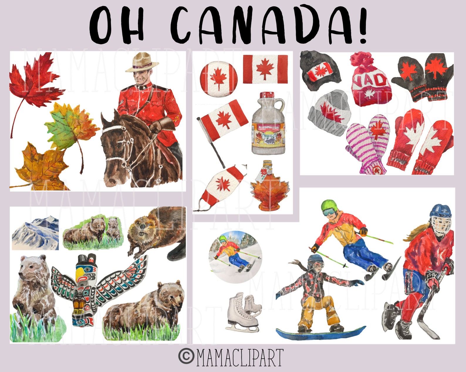 Canada Watercolor Clipart COMMERCIAL 25 Canada Clip Art Canadian ...