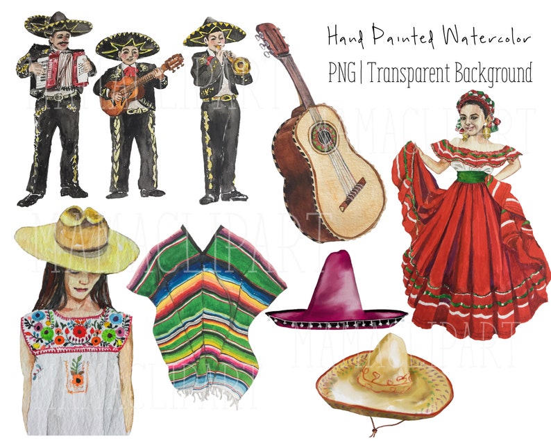 Mexico Clipart COMMERCIAL 20 Watercolor Mexico Clip Art Mexican Website ...
