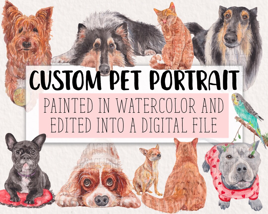 Custom Pet Portrait | Hand-painted in Watercolor | Digital Download - Etsy