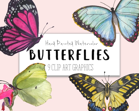 Watercolor Clipart Butterfly COMMERCIAL Clipart 9 - Etsy