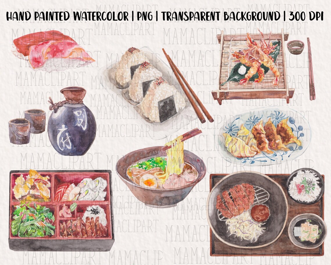 Japan Watercolor Clipart COMMERCIAL 41 Japanese Clip Art - Etsy