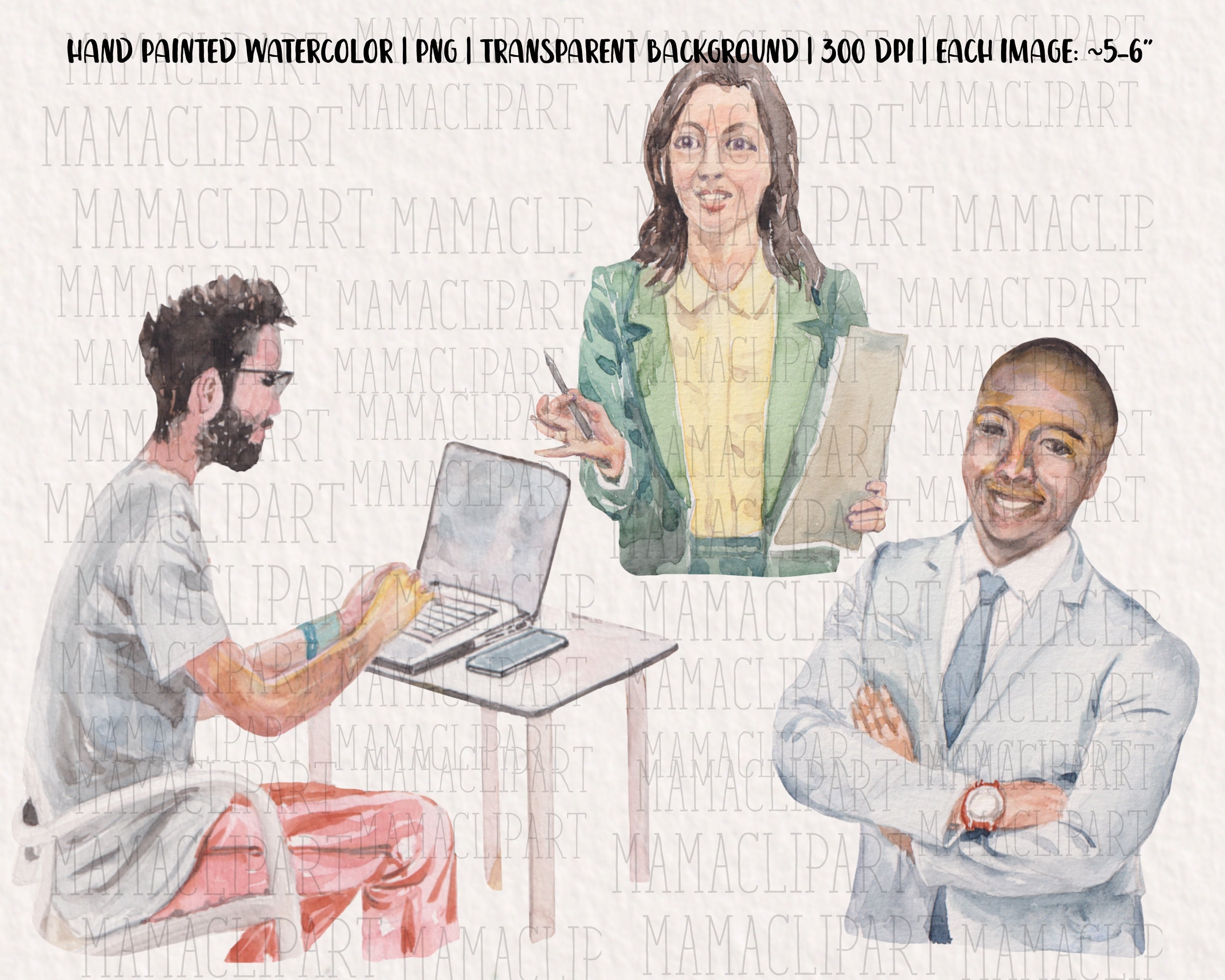 Careers, Jobs Watercolor Clipart COMMERCIAL | 15 Professions Clip Art ...