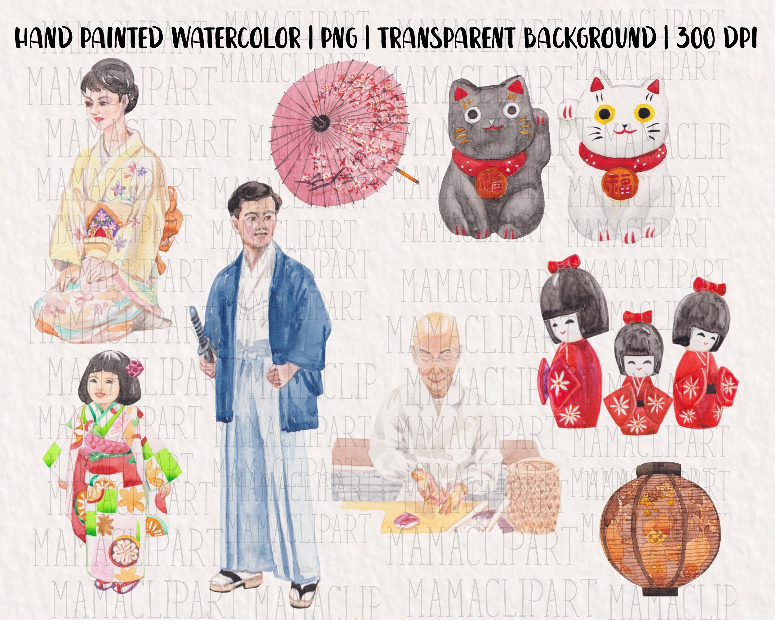 Japan Watercolor Clipart COMMERCIAL 41 Japanese Clip Art - Etsy