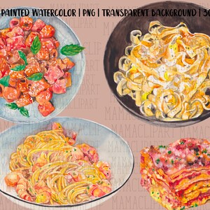 Pasta Watercolor Hand-painted Clipart COMMERCIAL | 12 Pasta Clip Art ...