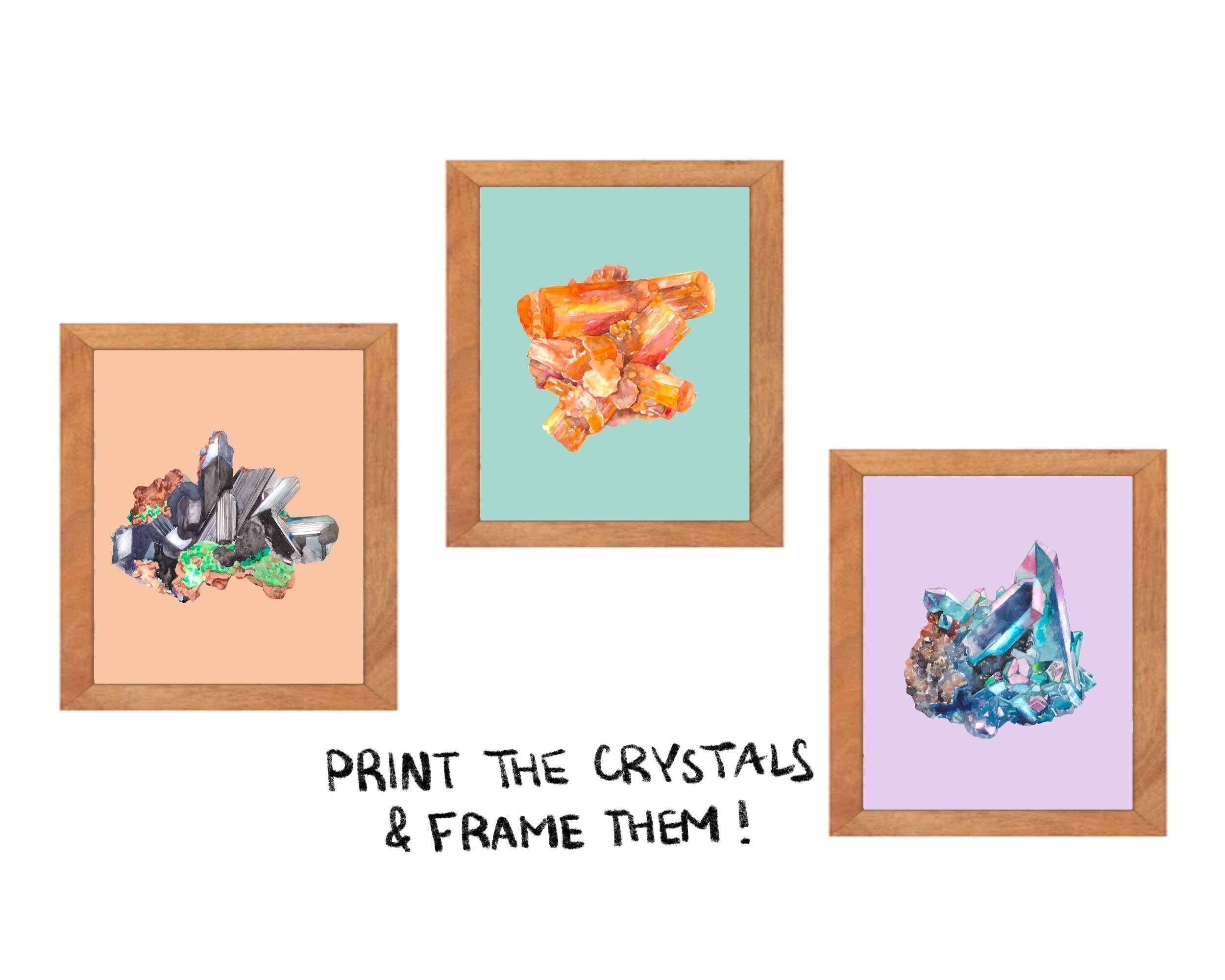 Crystals (part 2) Watercolor Clipart COMMERCIAL | 34 Gemstones Clip Art ...