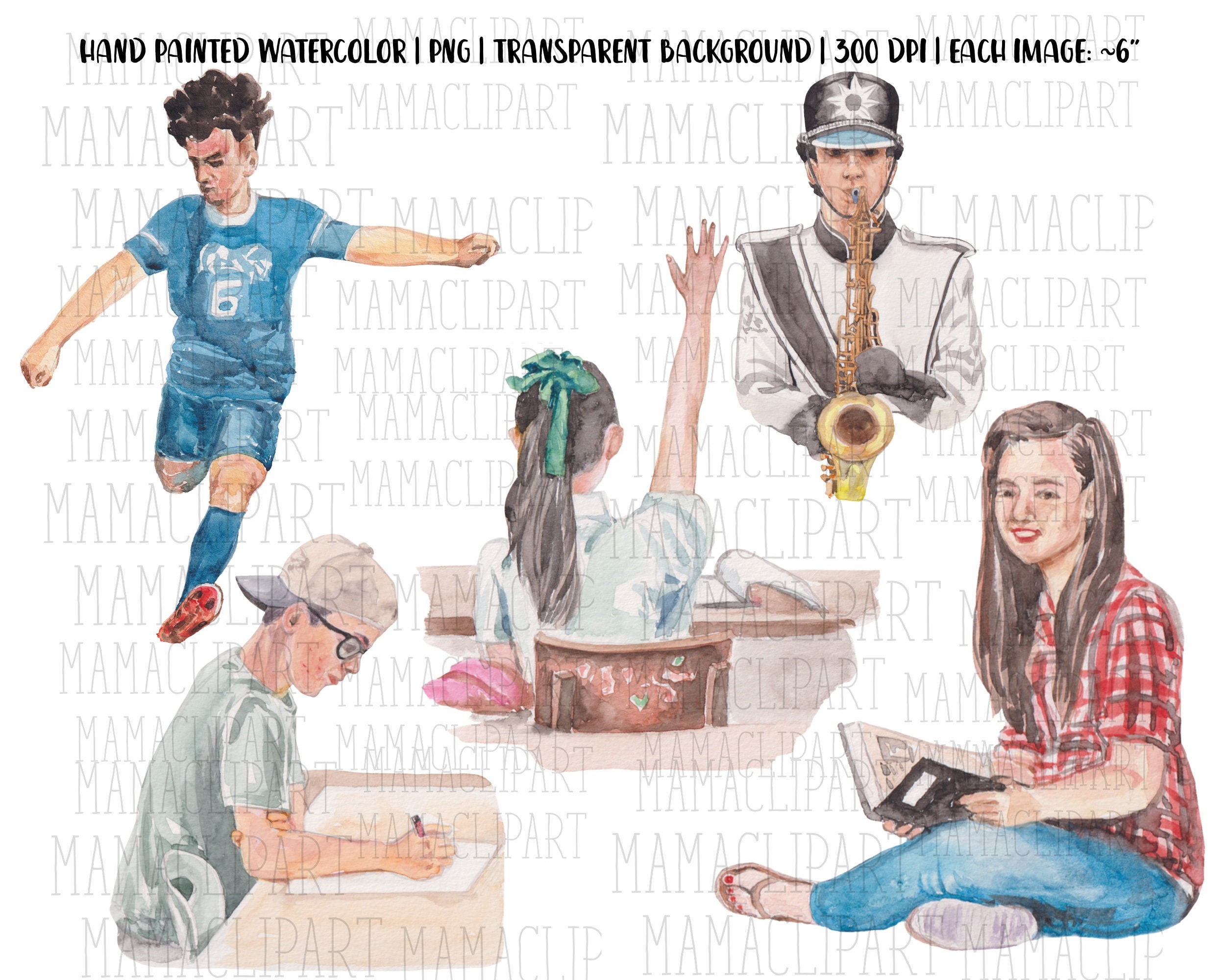 Teenagers Watercolor Clipart COMMERCIAL 22 Teens Clip Art Teenager ...