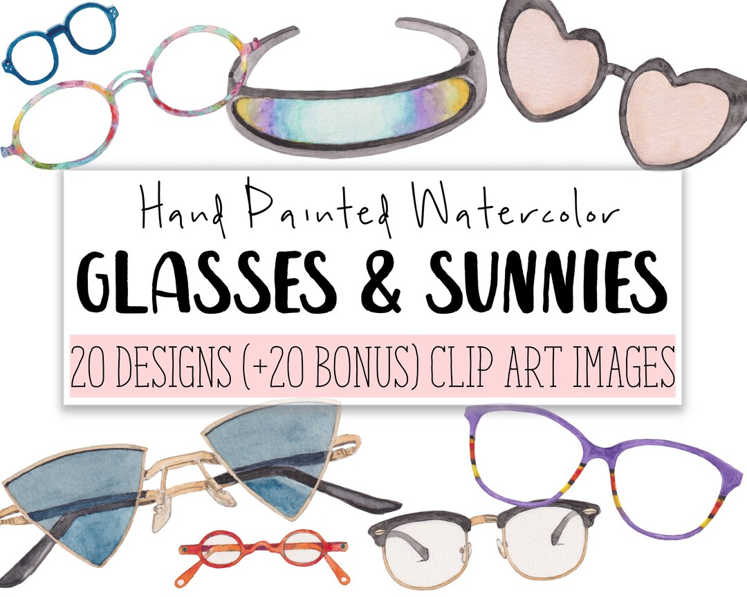 Glasses & Sunglasses Watercolor Clipart COMMERCIAL | 20 Designs +20 ...