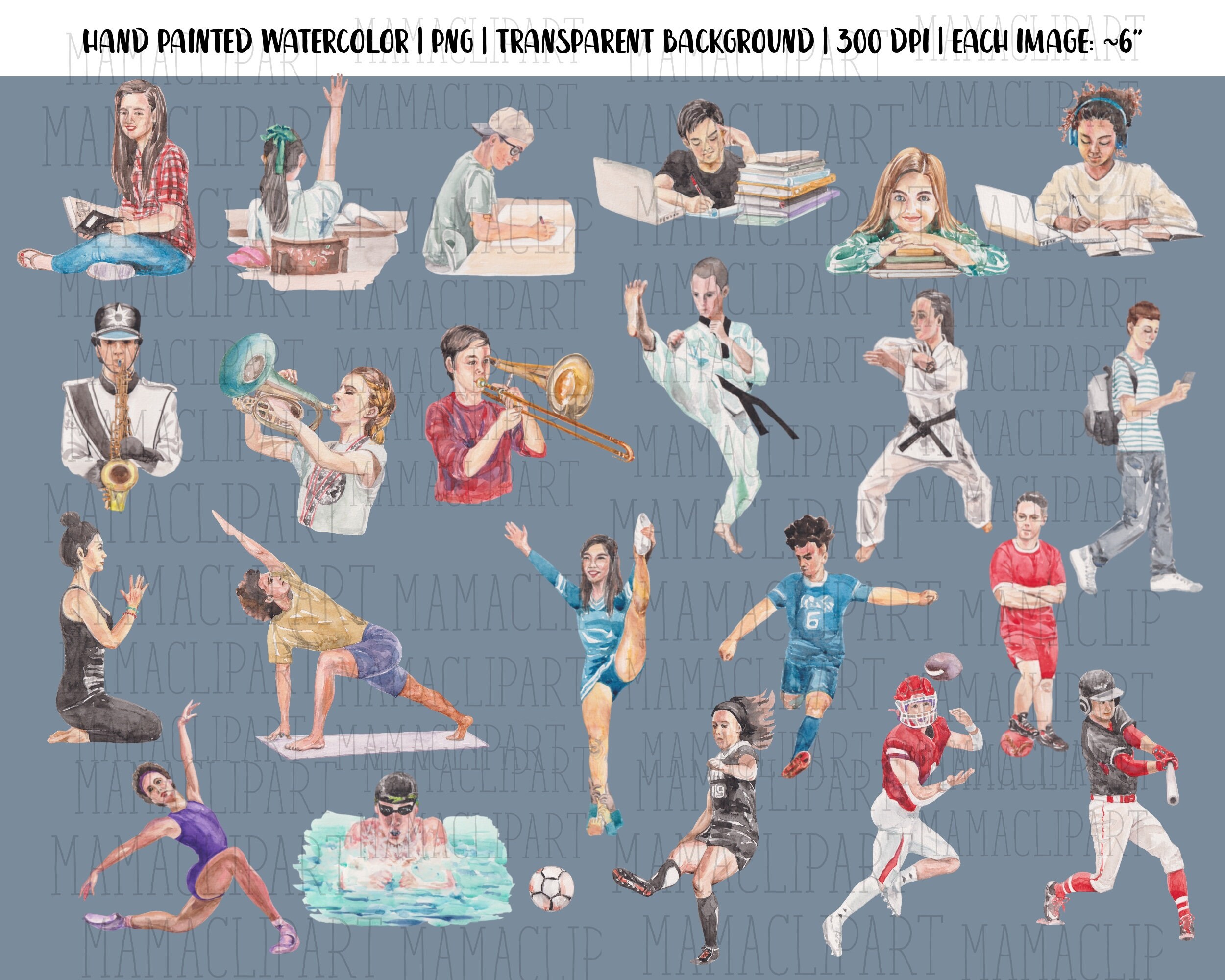 Teenagers Watercolor Clipart COMMERCIAL 22 Teens Clip Art - Etsy UK