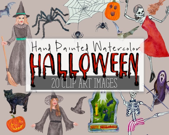 HALLOWEEN WATERCOLOR Clip Art Commercial Use 20 Clip Art - Etsy