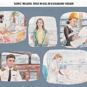 Careers, Jobs Watercolor Clipart COMMERCIAL | 15 Professions Clip Art ...