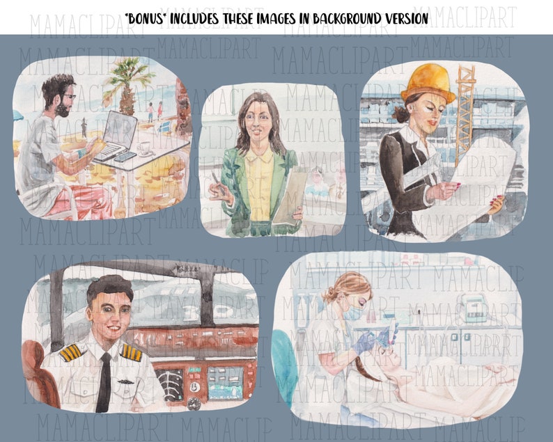 Careers Jobs Watercolor Clipart COMMERCIAL USE 15 - Etsy