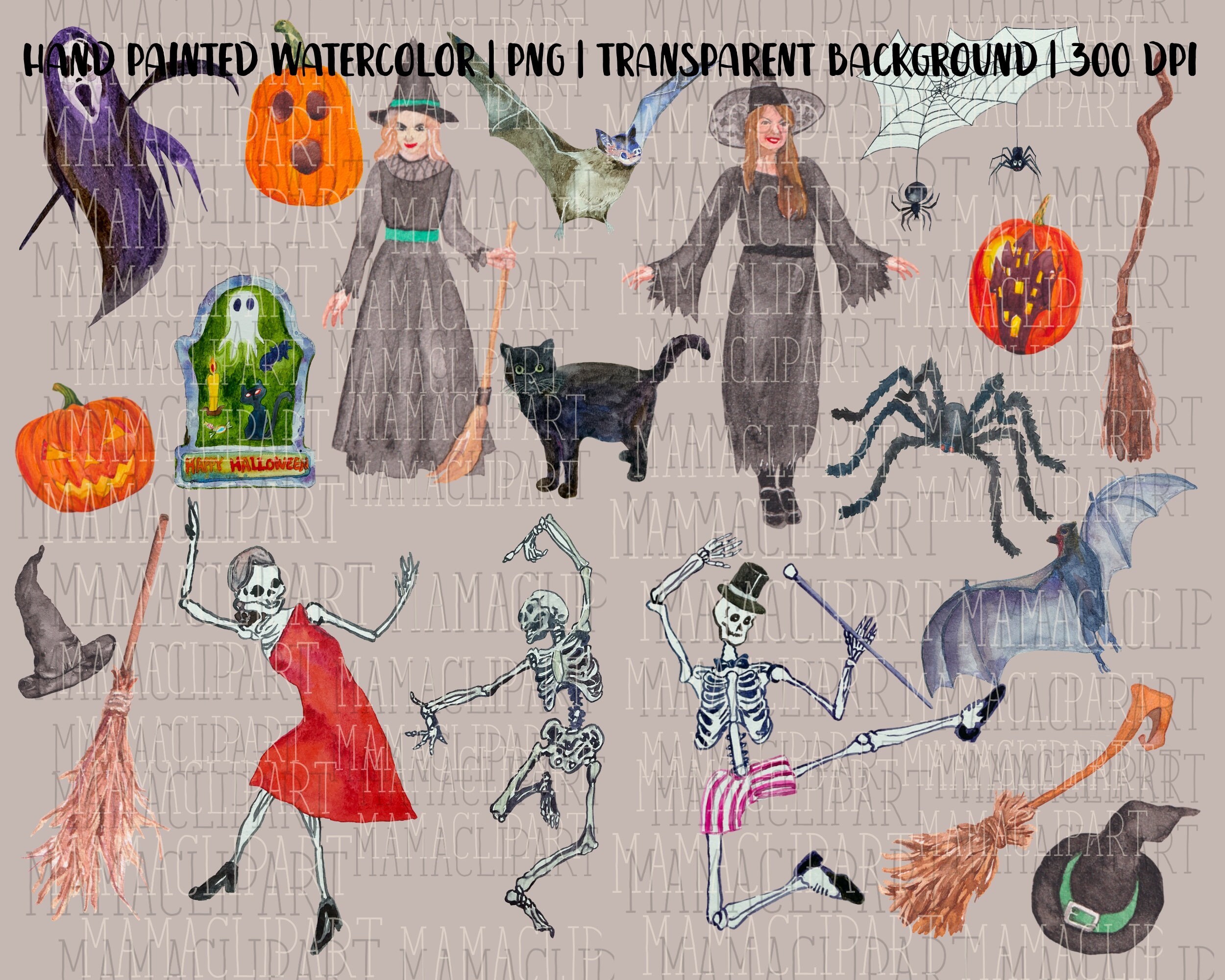 HALLOWEEN Watercolor Clip Art COMMERCIAL 20 Clip Art Image - Etsy