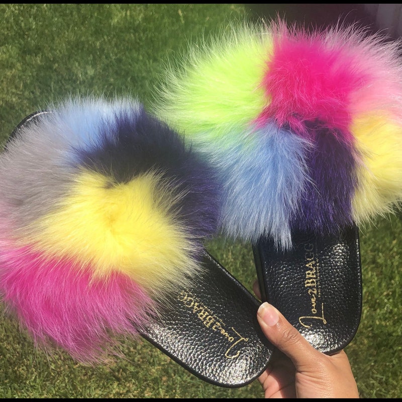 Fur Slides - Etsy