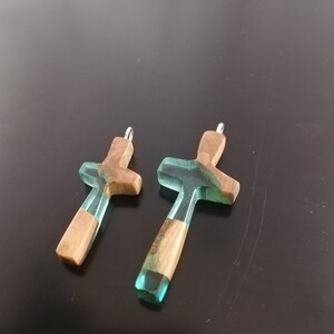 Handmade Unique Pair of Crosses With Wood, Epoxy Resin and Green the ...