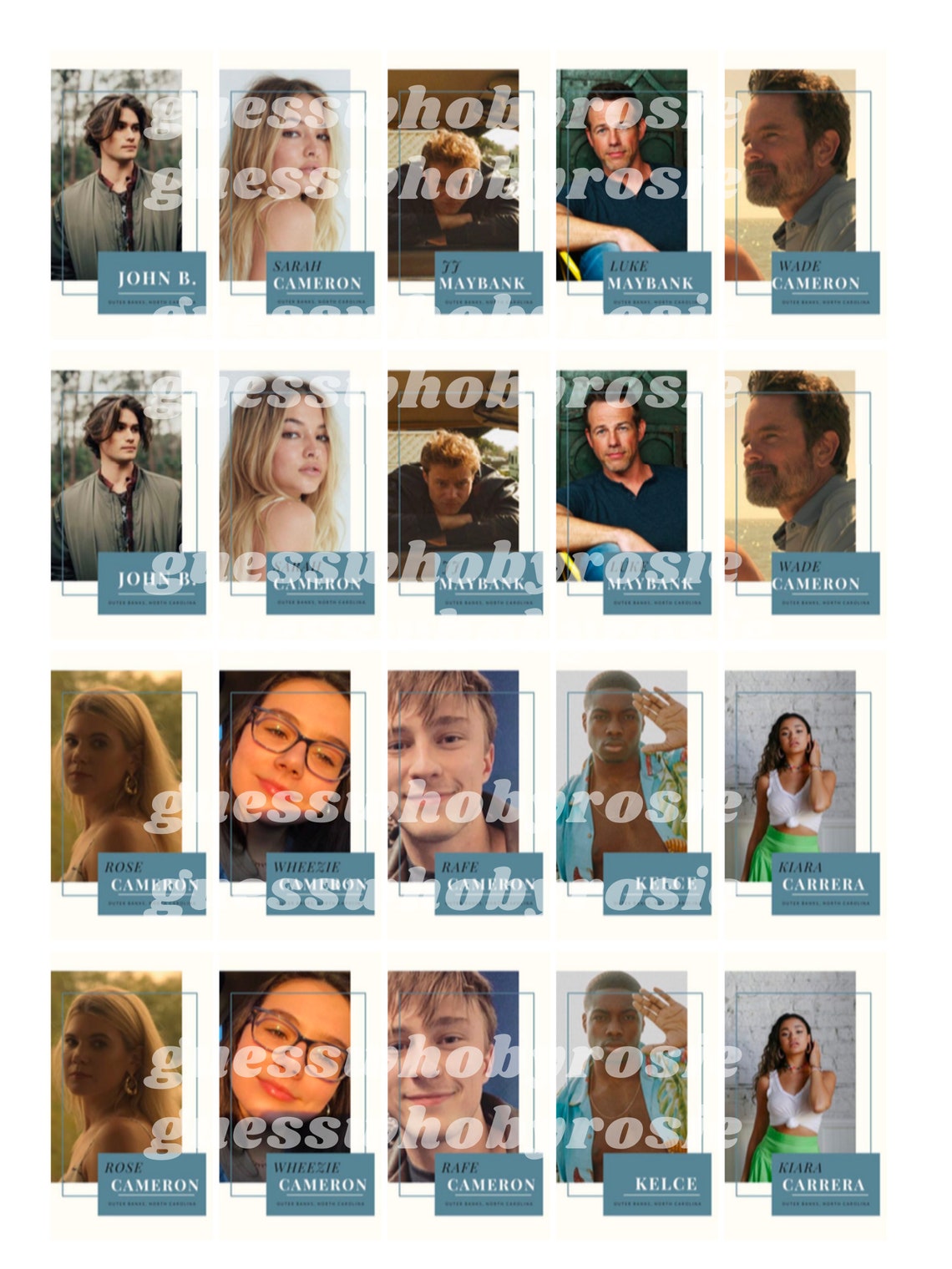 Printable Guess Who Cards Outer Banks OBX Edition - Etsy