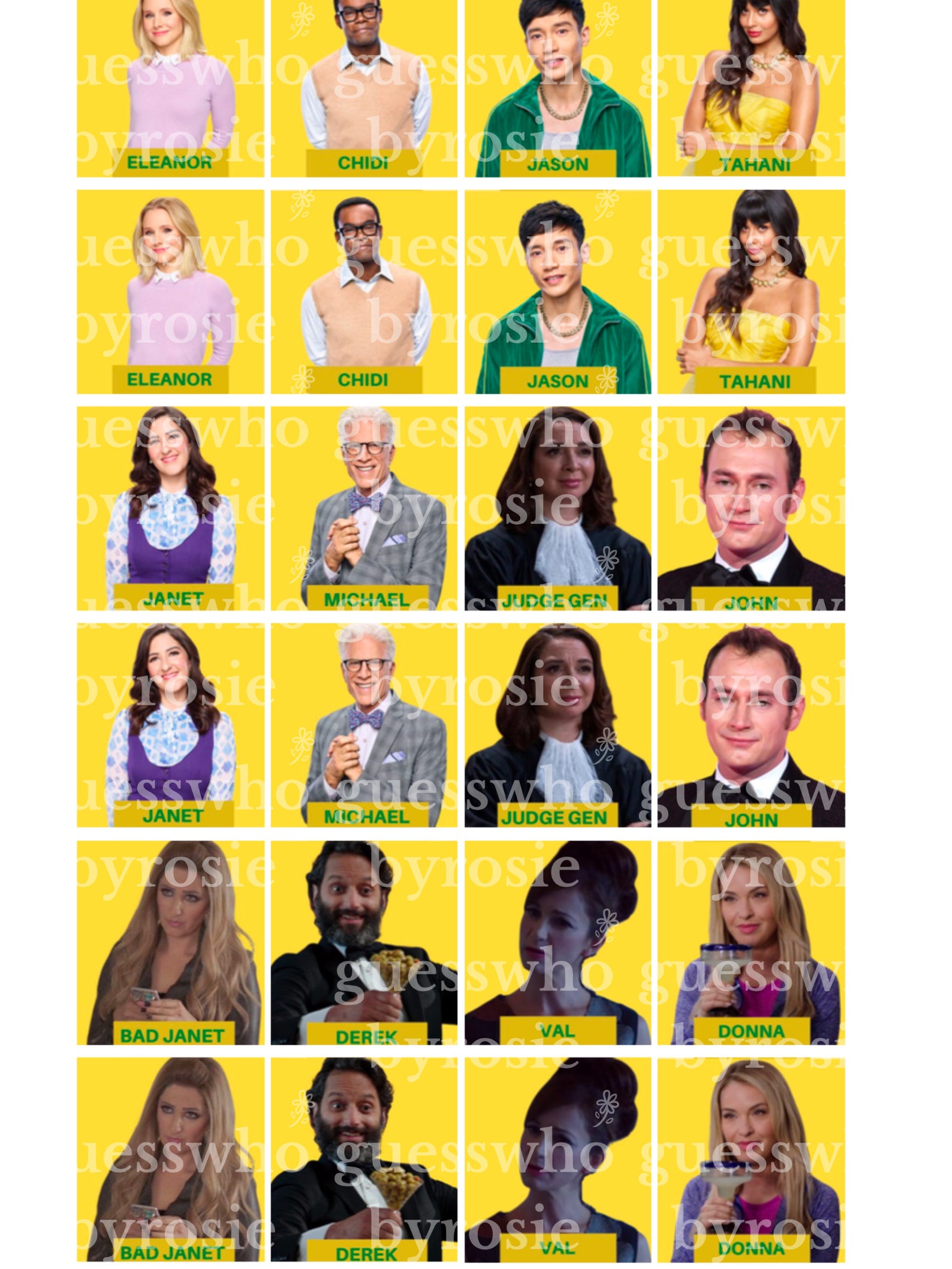 Printable Guess Who? Cards - the Good Place Edition - Etsy