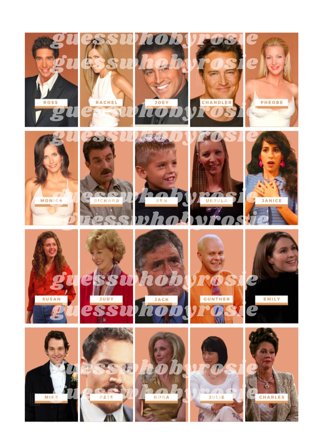 Printable Guess Who? Cards - FRIENDS Edition - Etsy