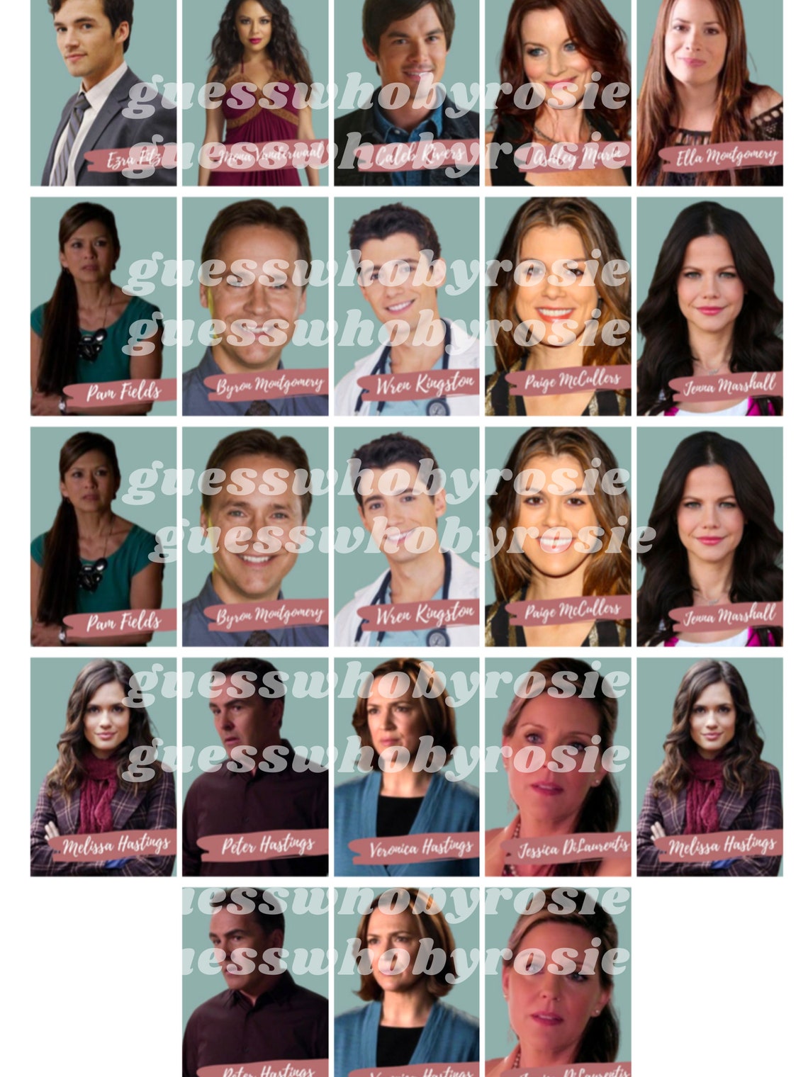 Printable Guess Who Cards Pretty Little Liars PLL Edition - Etsy