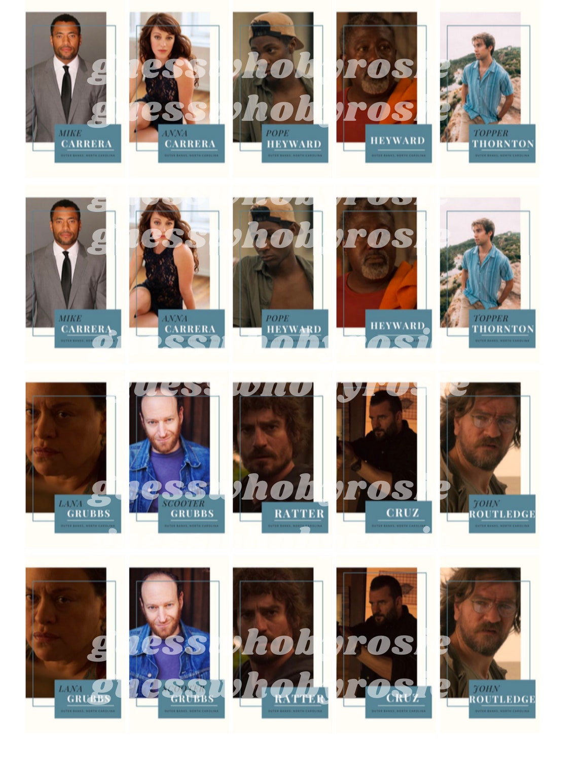 Printable Guess Who Cards Outer Banks OBX Edition - Etsy