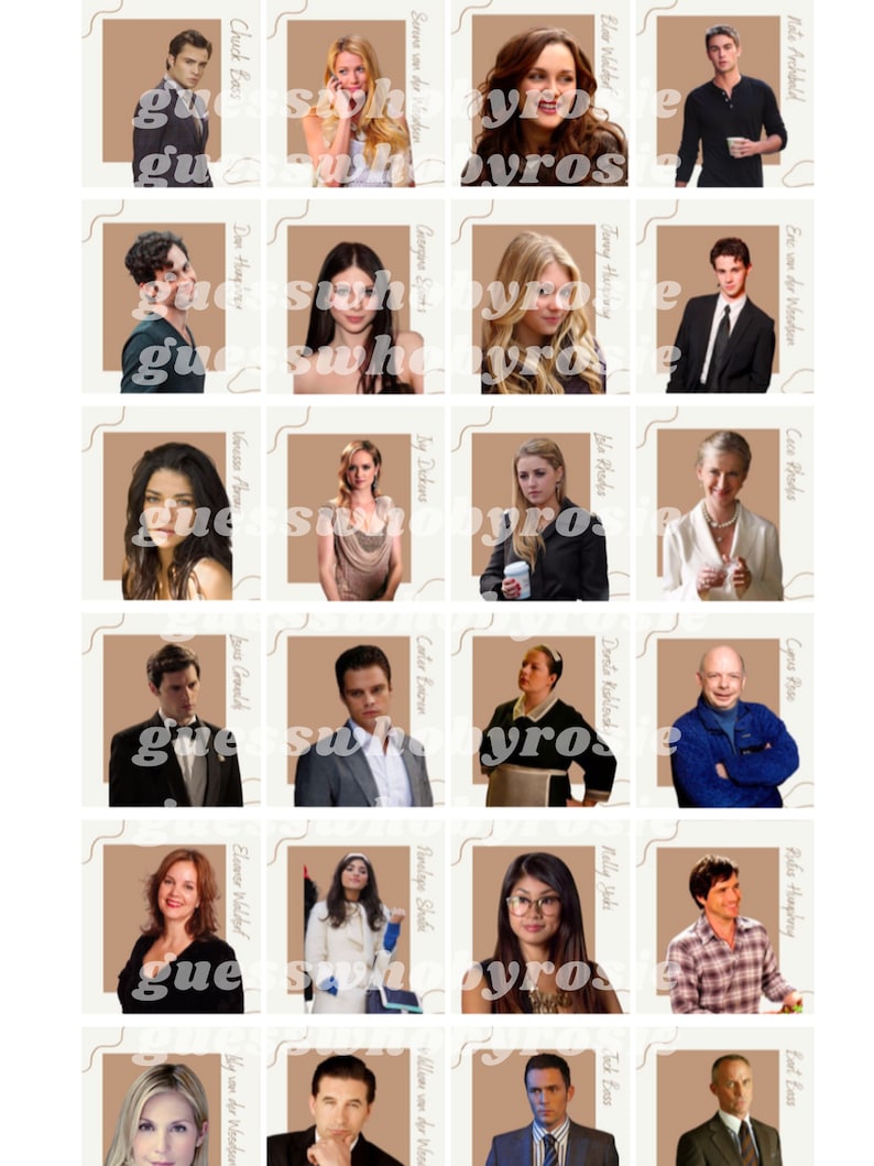 Printable Guess Who? Cards -gossip Girl Edition - Etsy