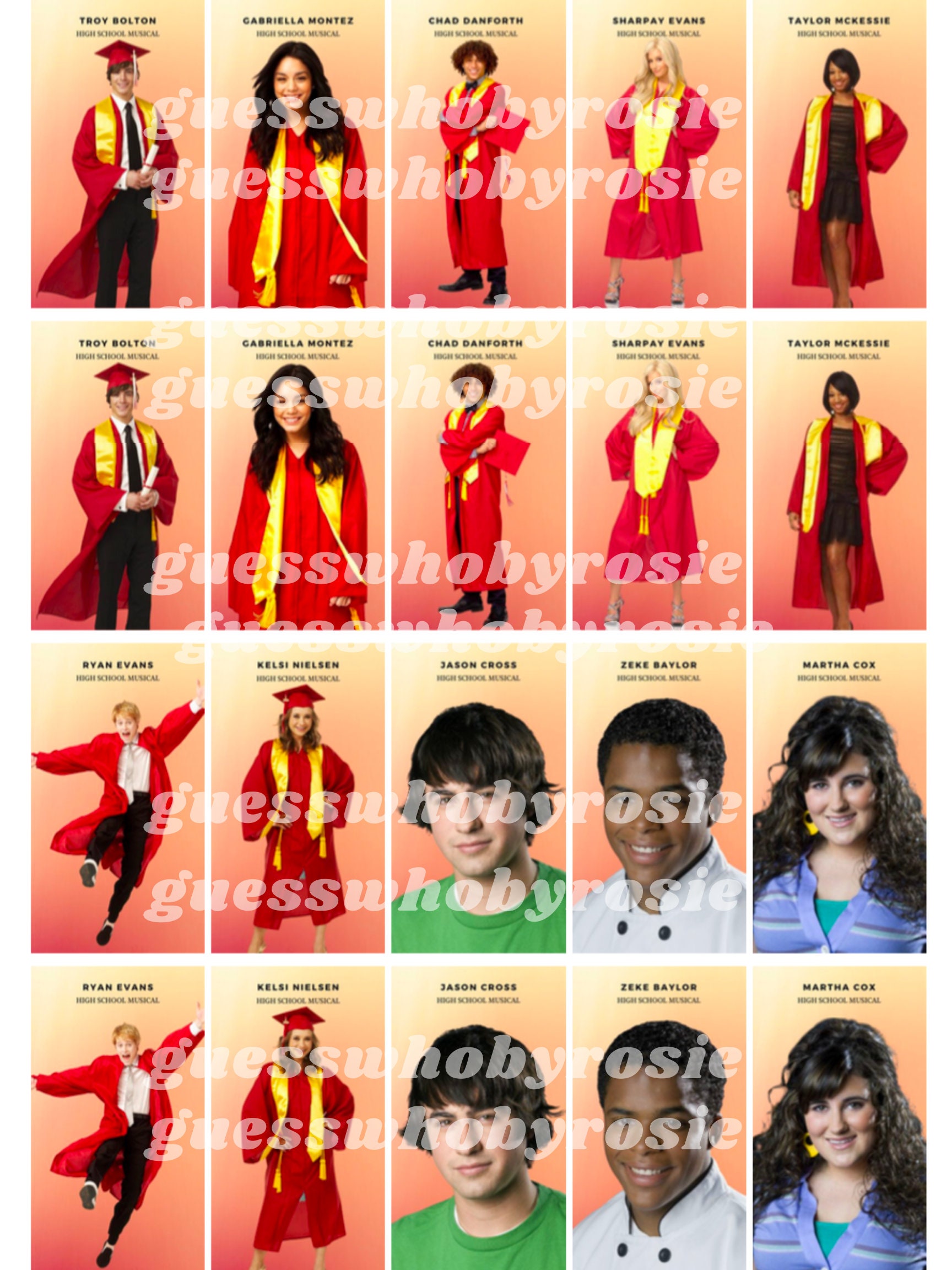 Printable Guess Who? Cards -high School Musical/ High School Musical ...
