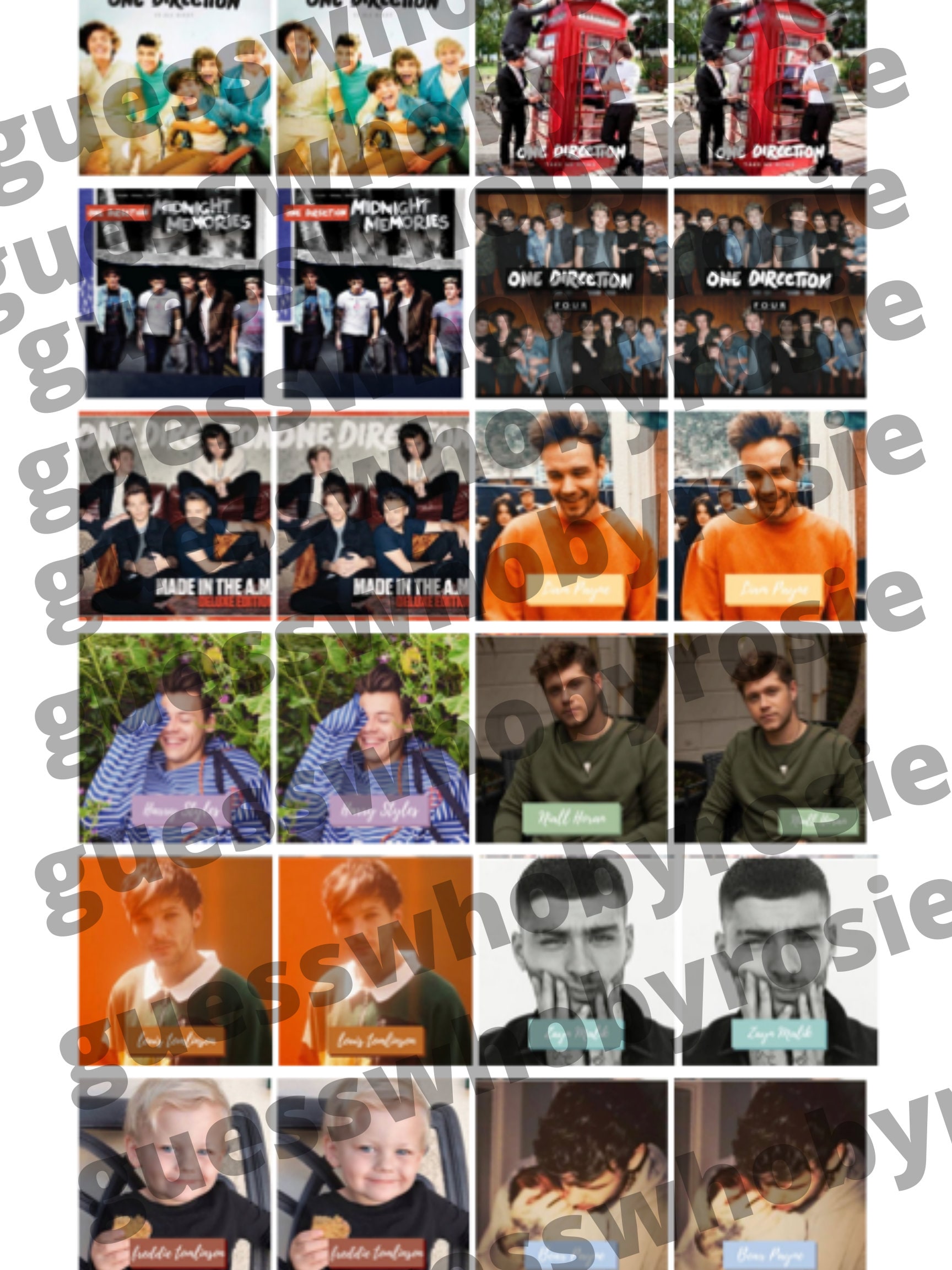 Printable Guess Who? Cards - One Direction Edition - Etsy Australia