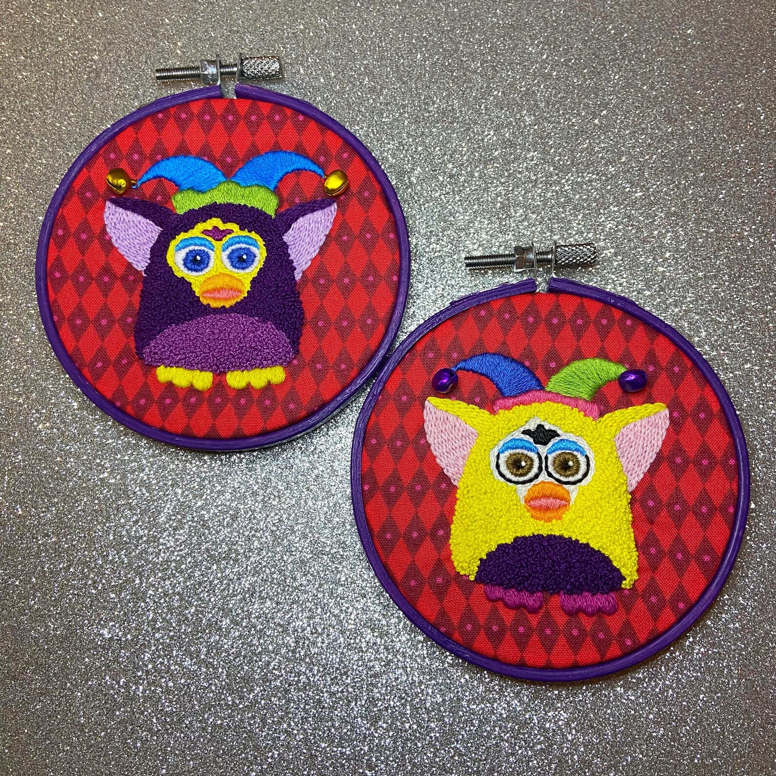 Jester Furby Embroidery Hoop | Finished Embroidery | Vintage Toys ...