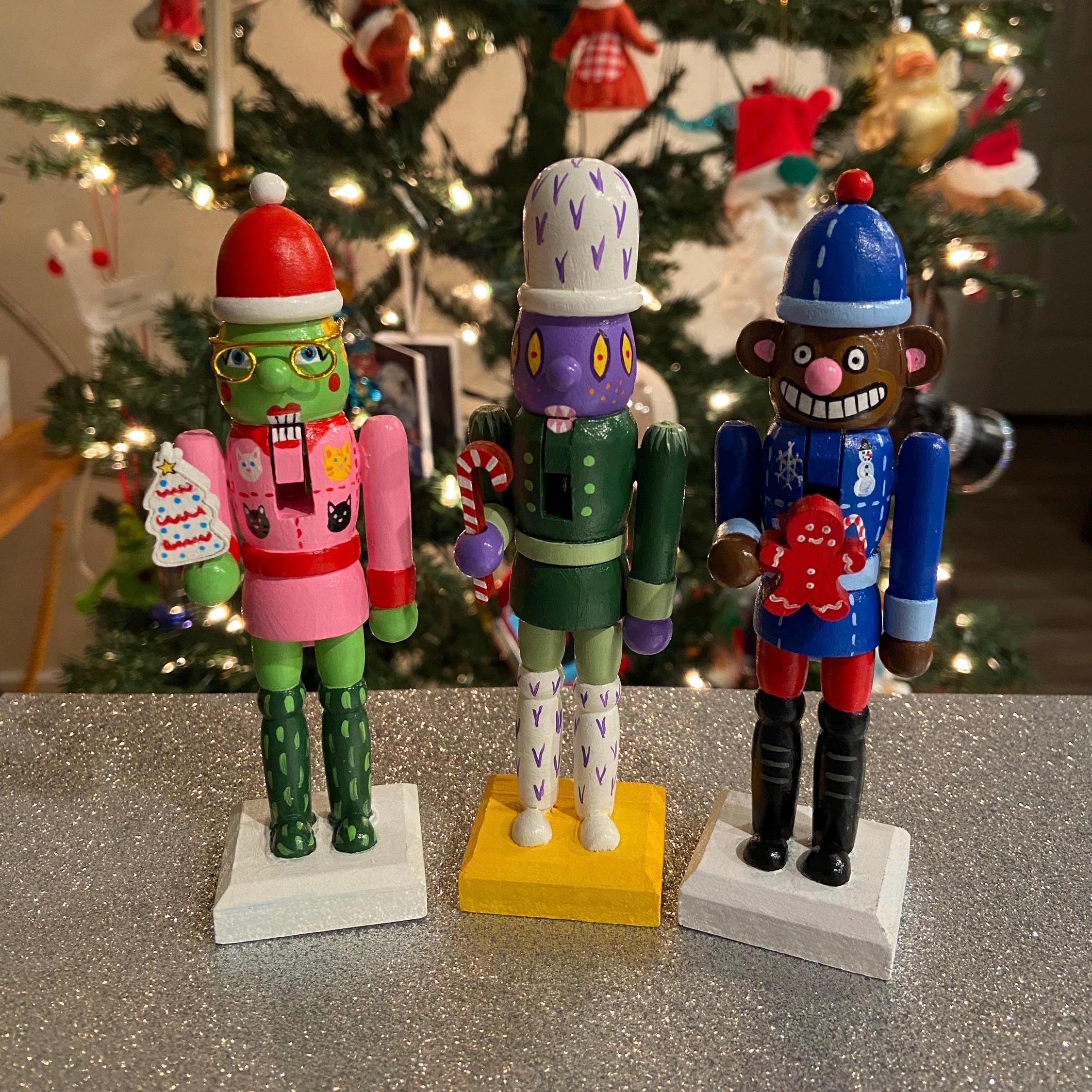Handpainted Miniature Nutcrackers Gift Ideas Christmas Decor Alien Ugly Sweater - Etsy