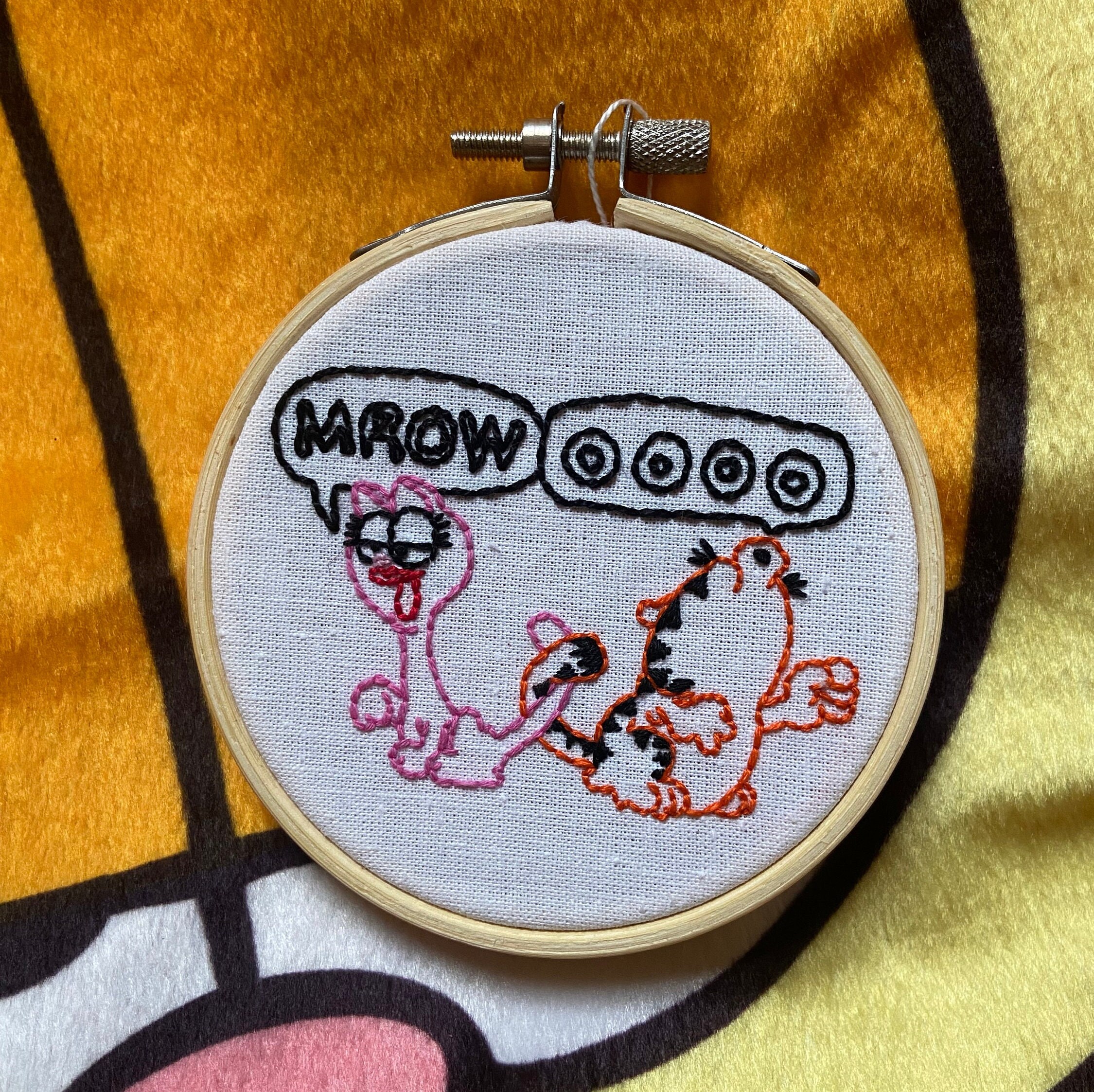 Hand Embroidered Fat Cat Hoops - Etsy