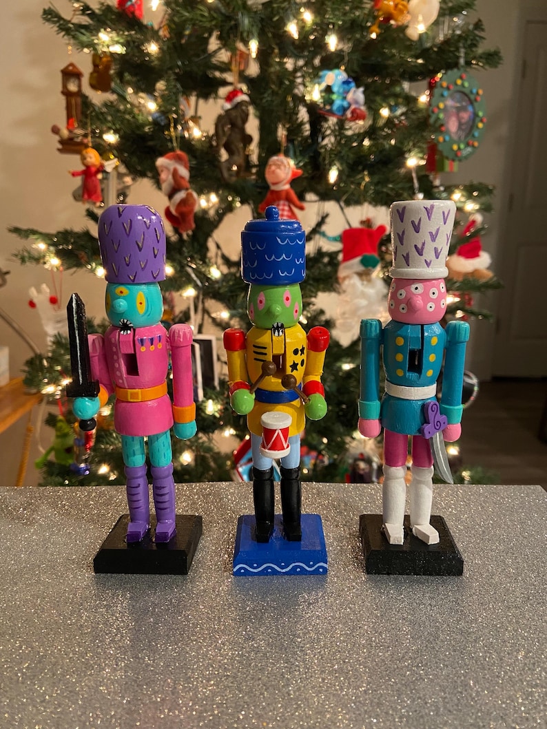 Handpainted Miniature Nutcrackers Gift Ideas Christmas Decor Alien Ugly Sweater - Etsy
