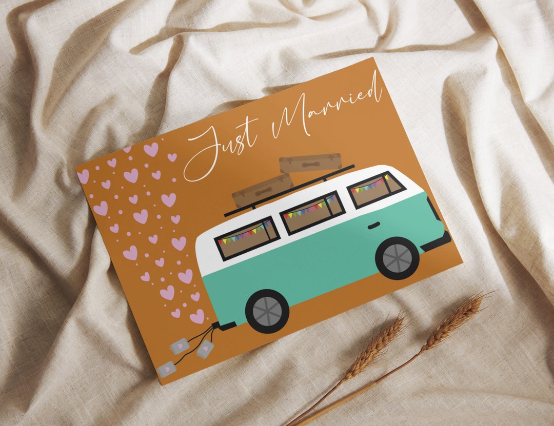 Just Married Card Wedding Card Congratulations Card Wedding Couple - Etsy