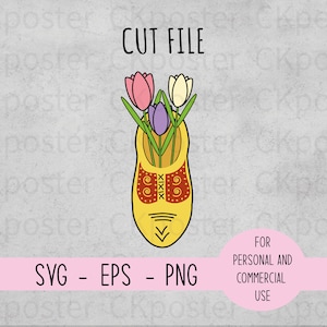 SVG Clogs With Tulips Cut File SVG Clog Holland Svg Cut File Png Cricut ...