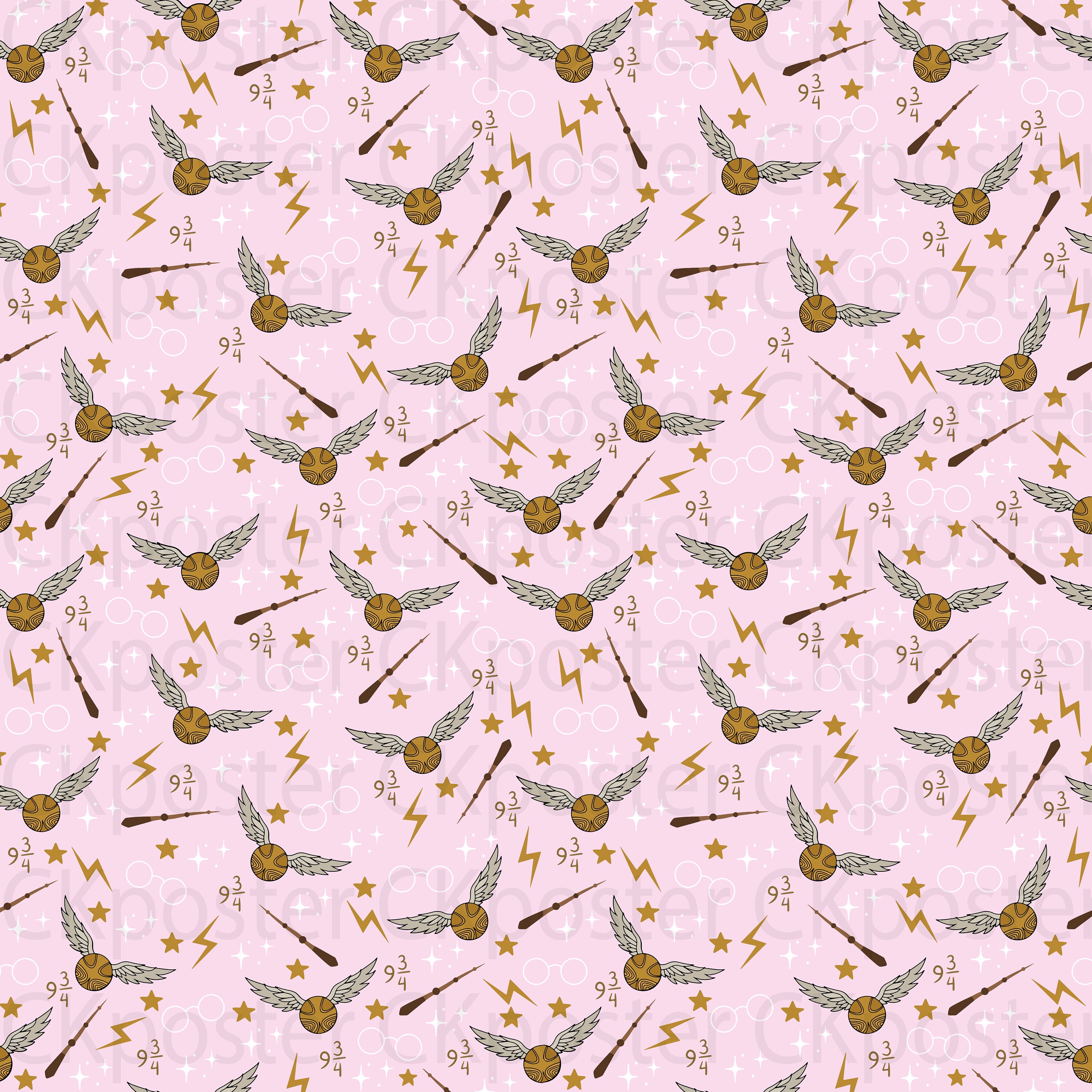 Golden Snitch Seamless Pattern Pink Background File for Fabric ...