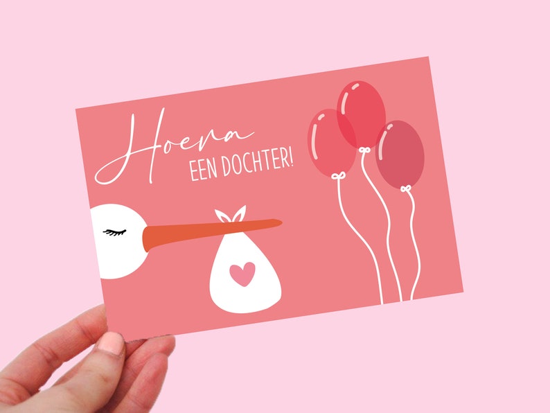 Hoera een dochter kaart geboorte kaart meisje hoera een - Etsy Nederland