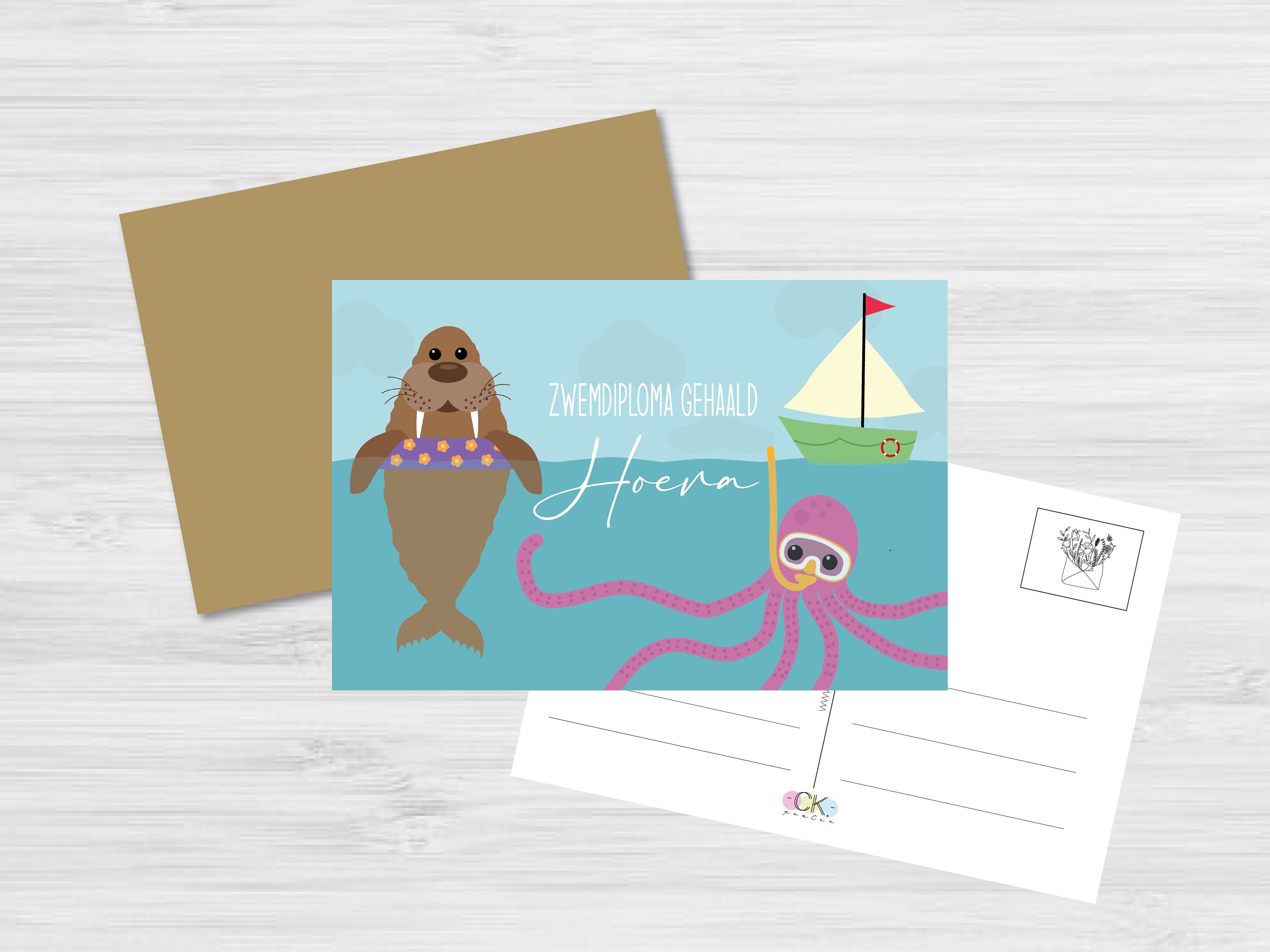 Swim Diploma Card Swimming Diploma Achievement Card Card With Walrus ...