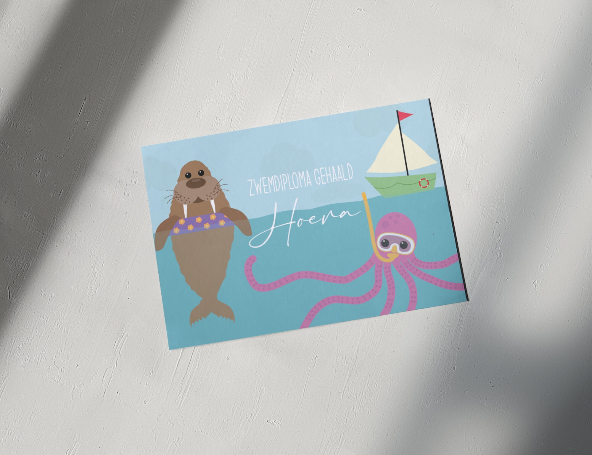 Swim Diploma Card Swimming Diploma Achievement Card Card With Walrus ...