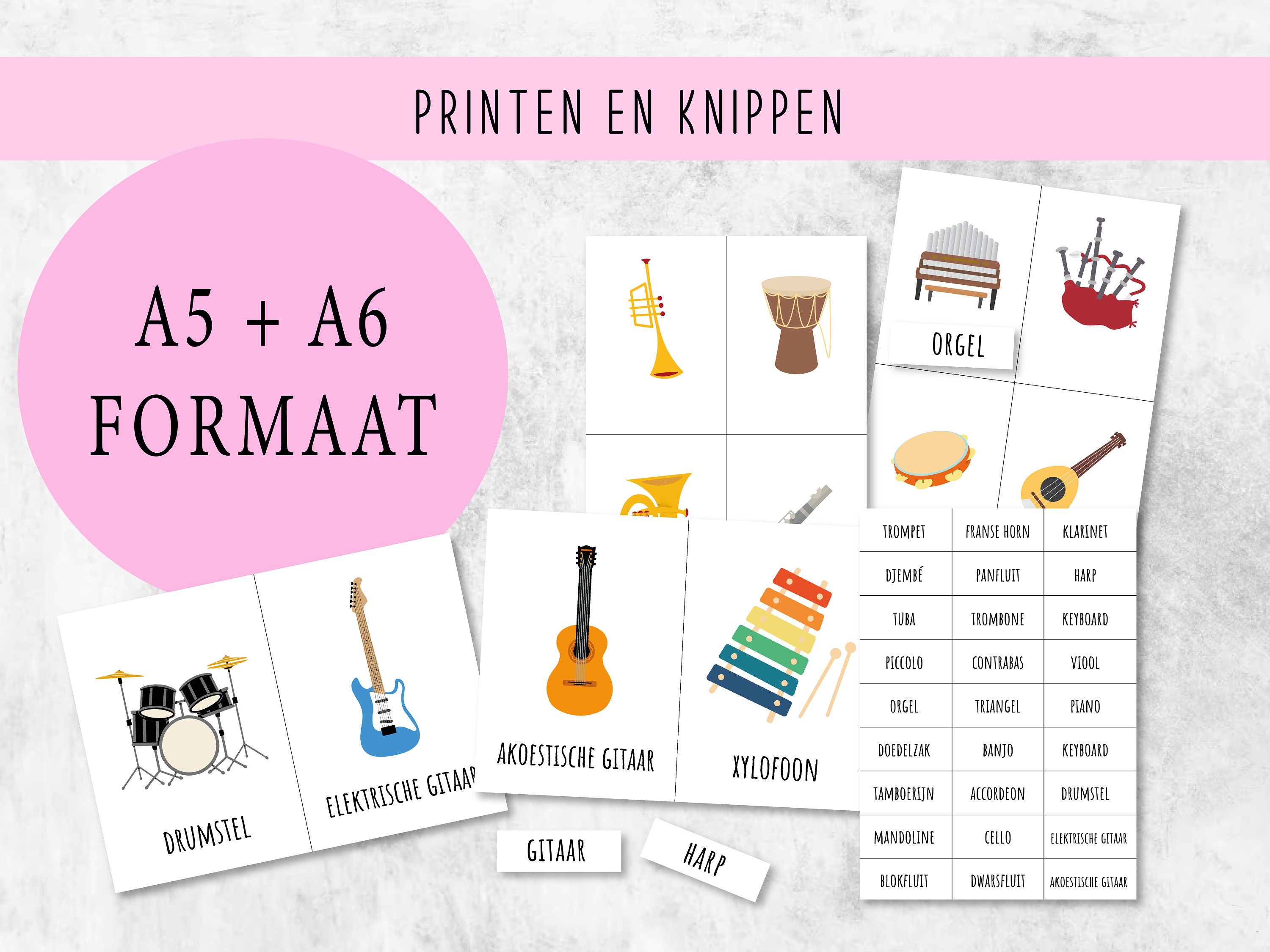 30 Musical Instrument Flash Cards Montessori Flashcards Music ...