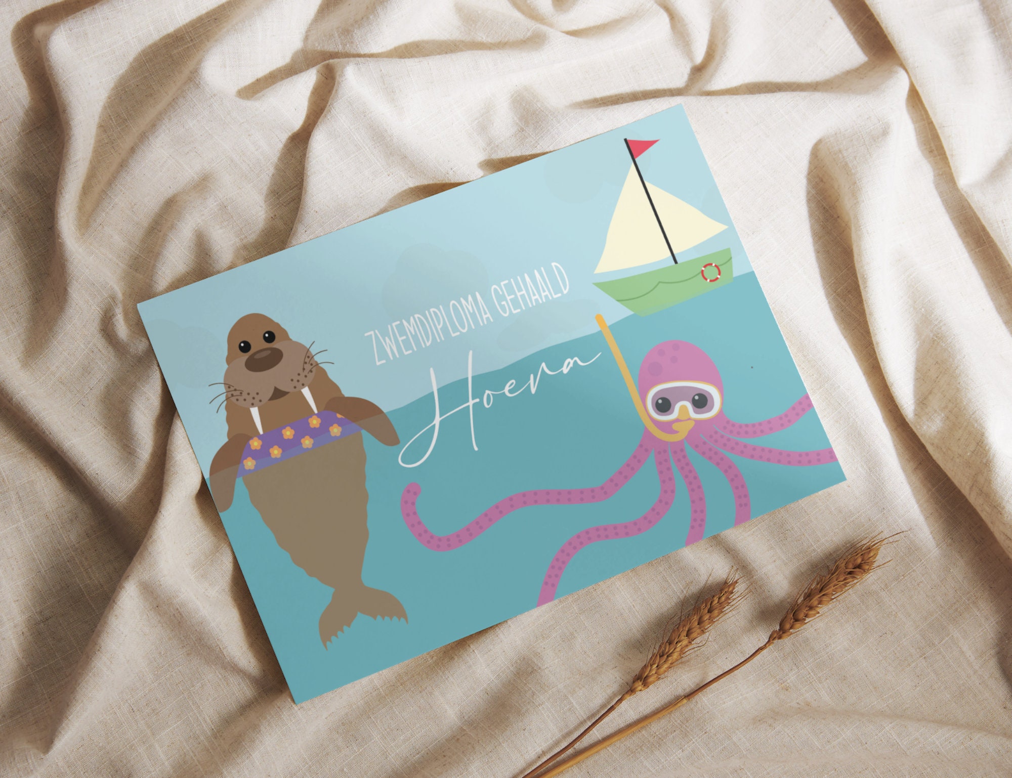 Swim Diploma Card Swimming Diploma Achievement Card Card With Walrus ...