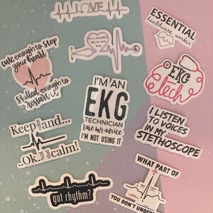 EKG Tech Gifts | EKG Tech Tumbler Decals | EKG Technician Stickers | 10 ...