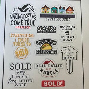 Realtor Stickers Real Estate Gift Ideas Vinyl Matte Home Sold | 10 Pcs ...